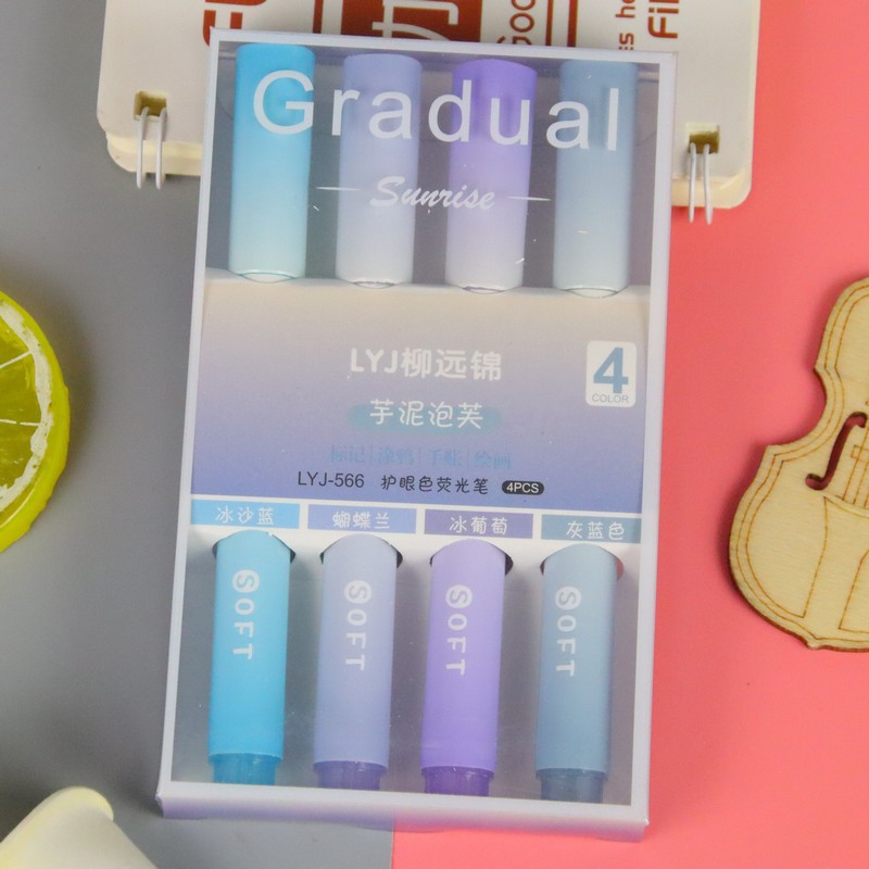 Hami 6 Colors Highlighter Pen Macaron Morandi Candy Color Mark Pens For ...