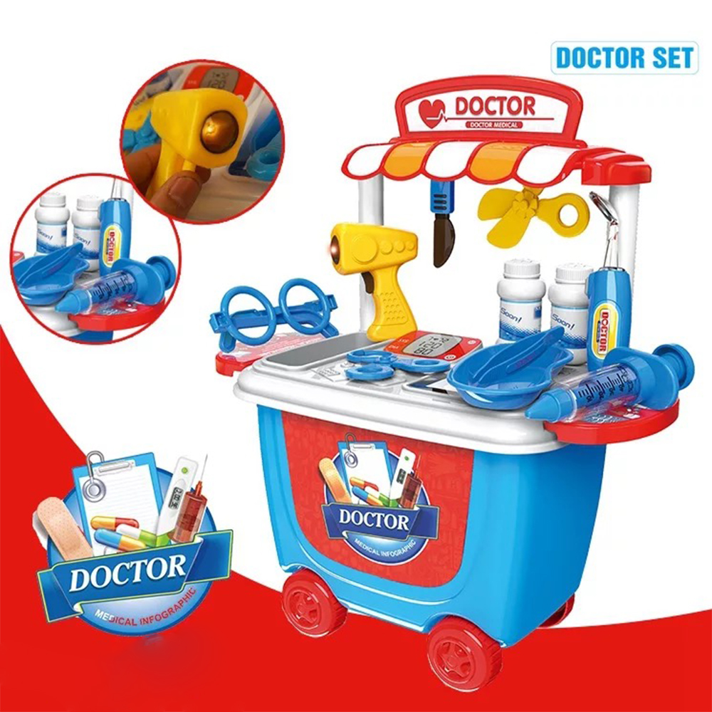 Coolbikids Educational Toy Doctor Cart Playset Doctor's Medical Cart ...