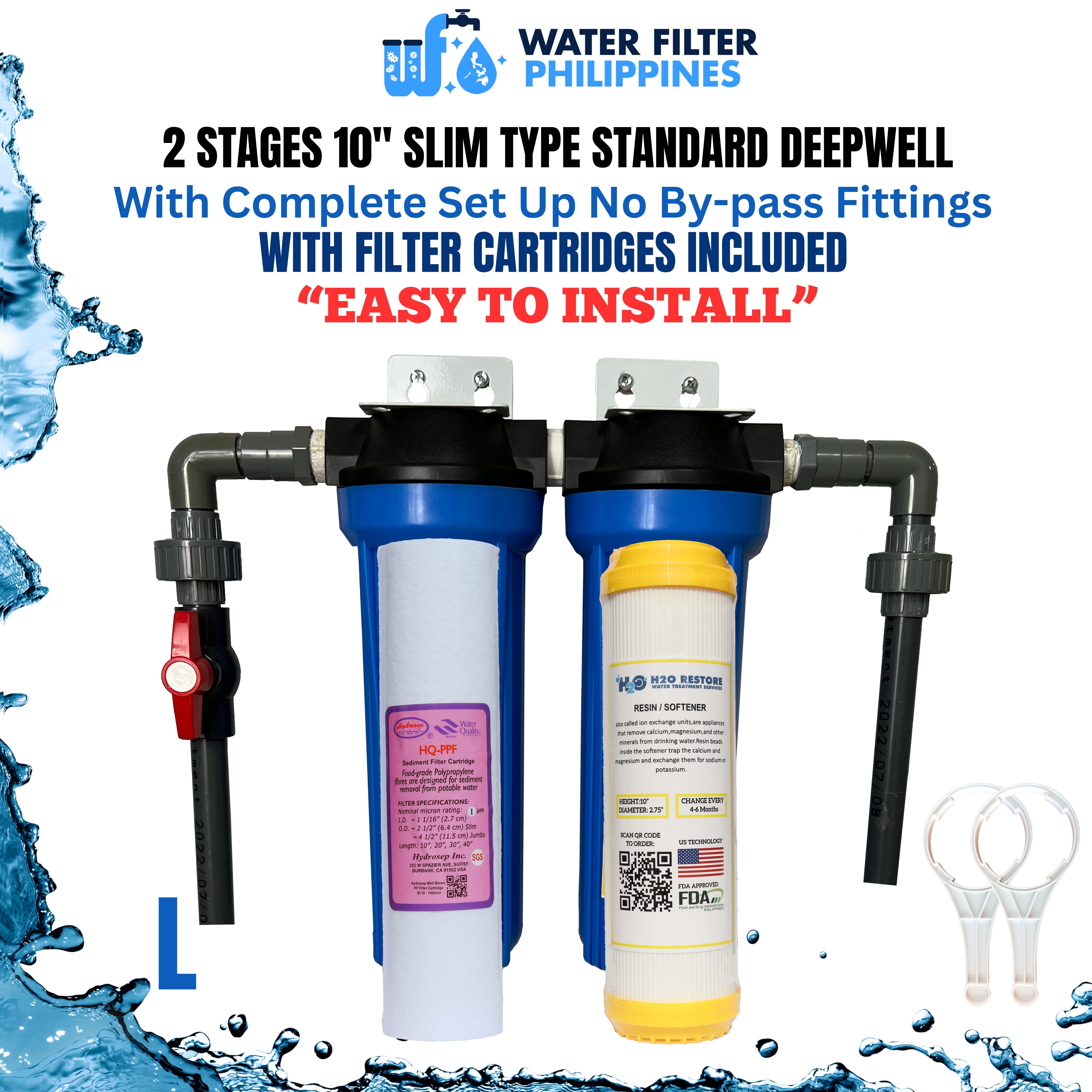 Water Filtration System 2 Stages 10" Slim Type Deepwell Standard Set Up ...
