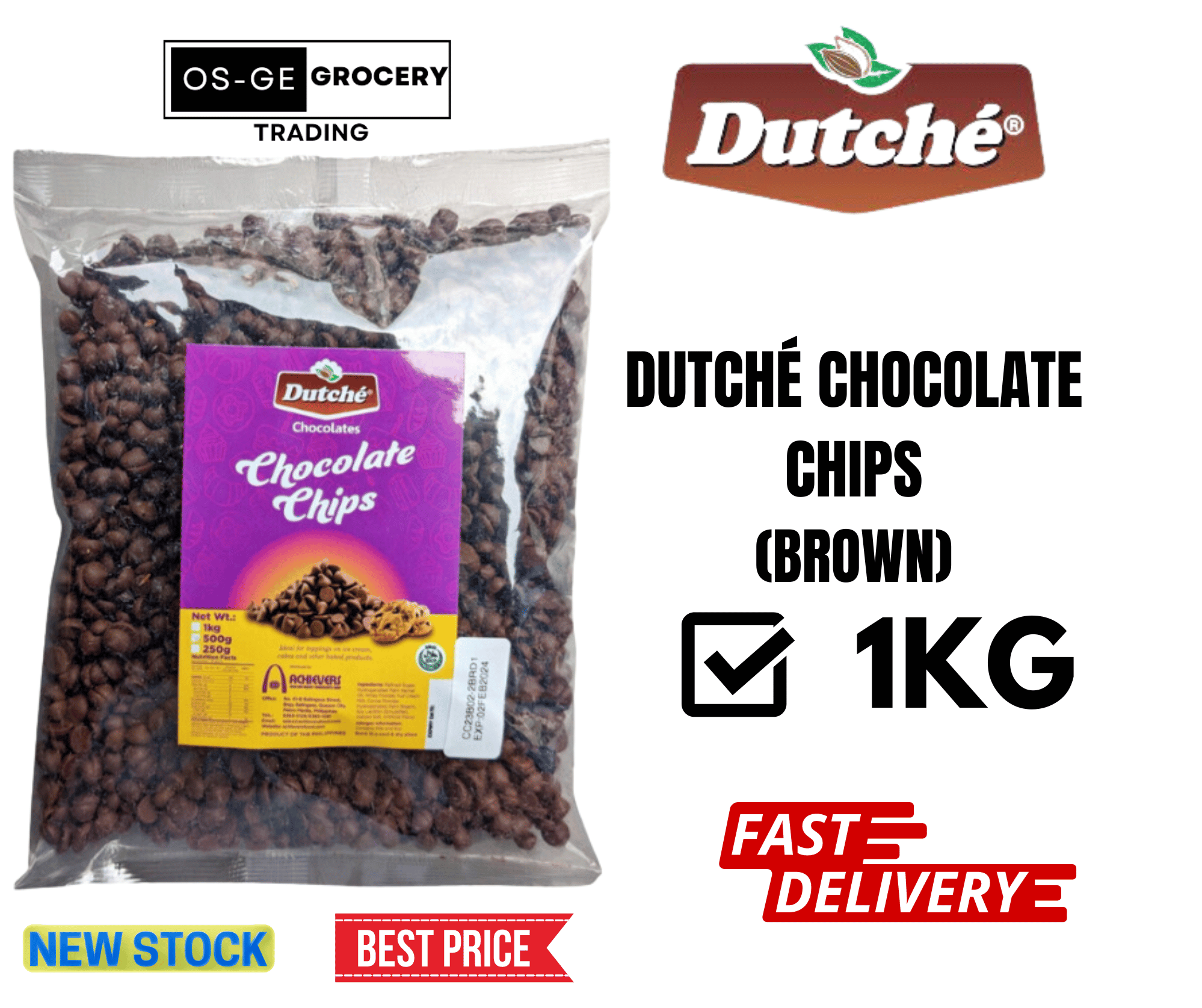 1KG Chocolate Chips Brown Dutché Achievers ACC New Stock Expiry: 2025 ...