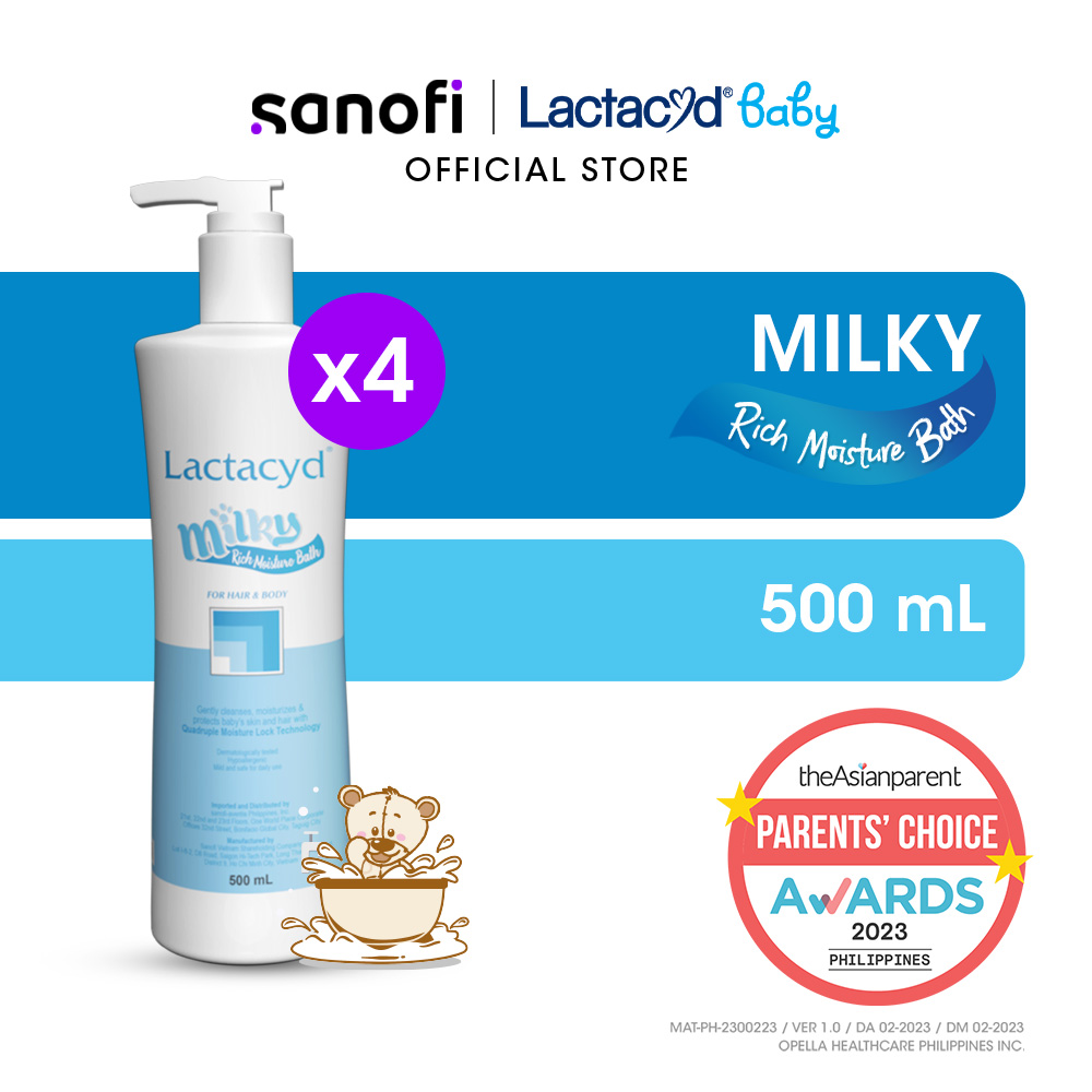 Lactacyd Baby Milky Rich Moisture Bath 500ML (Bundle of 4) Baby Wash ...