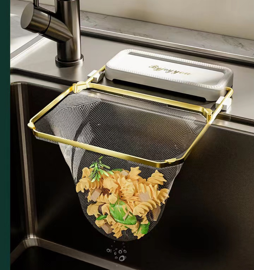 Sink Filter Rack Kitchen Foldable Strainer Mesh Bag Stand Waste Garbage ...