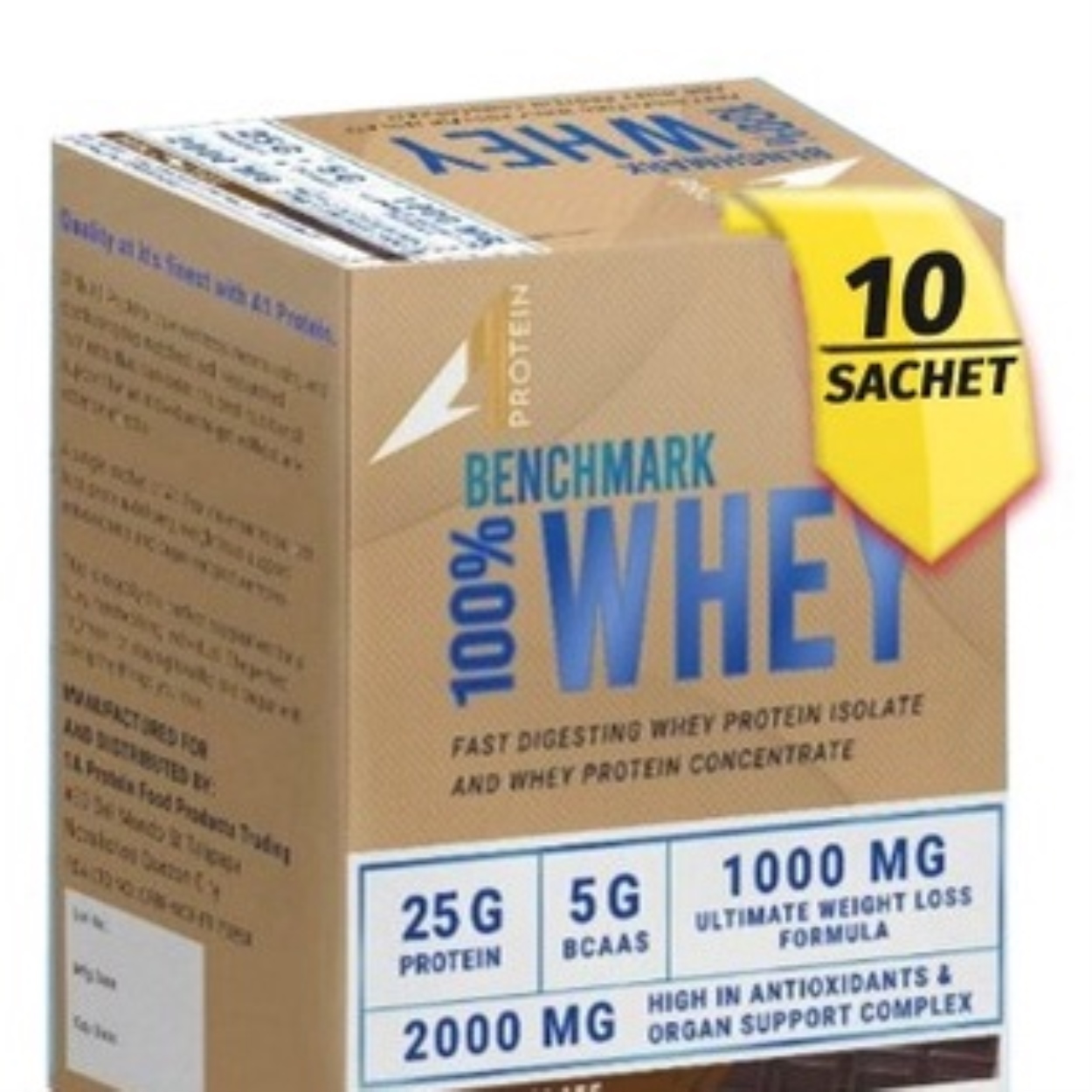 A1 Protein Benchmark Whey Box of 10 Sachet 100 25g protein Carnitine ...