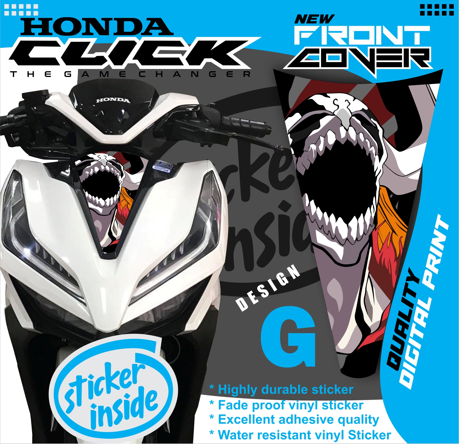 Honda Click Front Printed Decals Sticker ( NEW DESIGN ) | Lazada PH