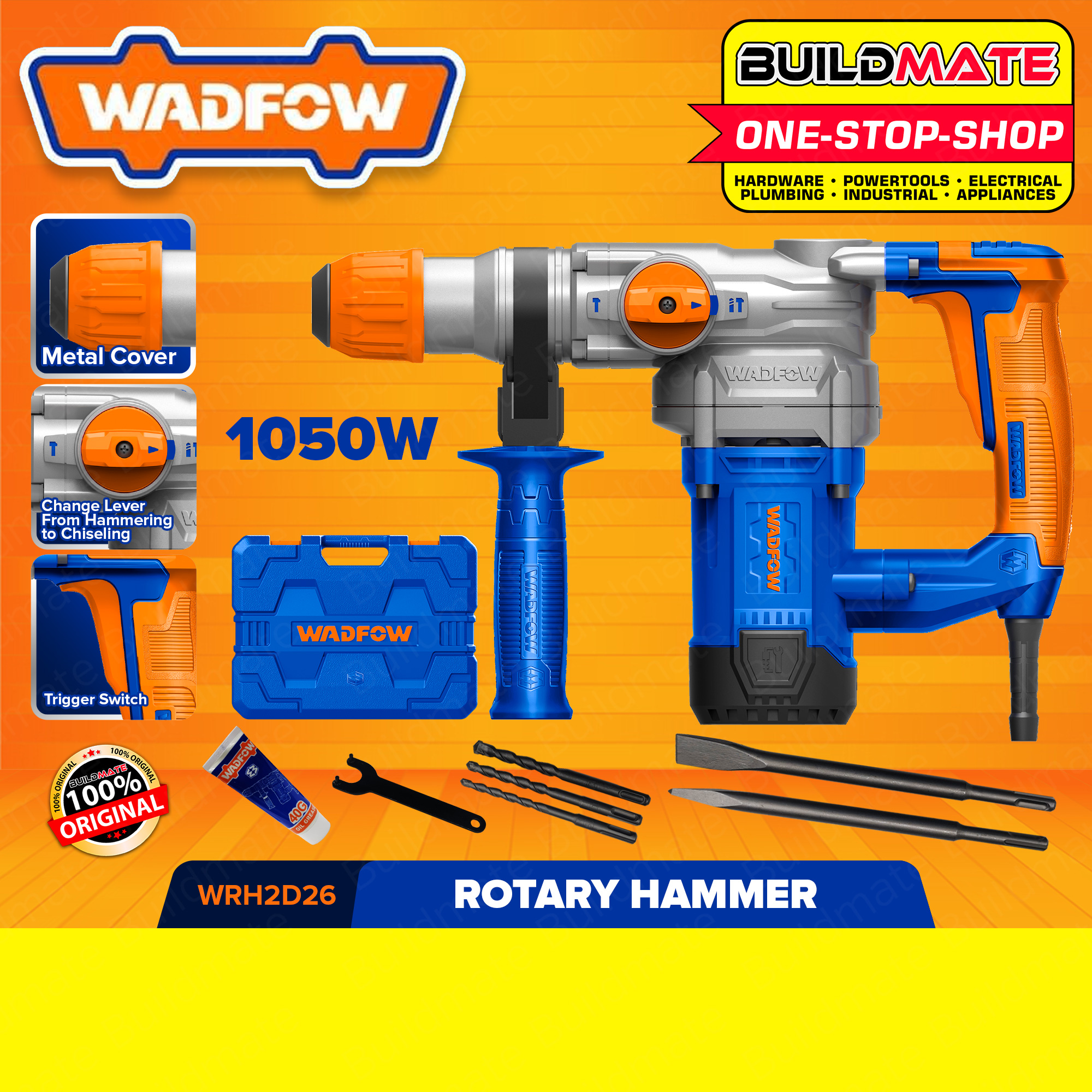 WADFOW Rotary Hammer 1050W Demolition Electric Hammer / Concrete ...