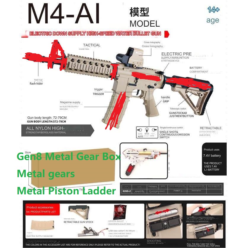 Bohan M4A1 gel blaster METAL GEARBOX version, metal gears, blow back ...