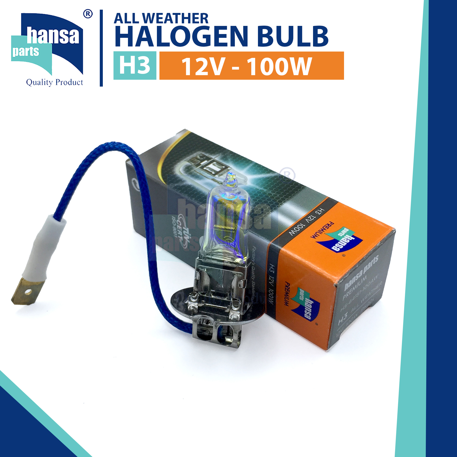 Hansa Fog Lamp Halogen Bulb H3 12v 55w / 12V 100w All Weather / High ...