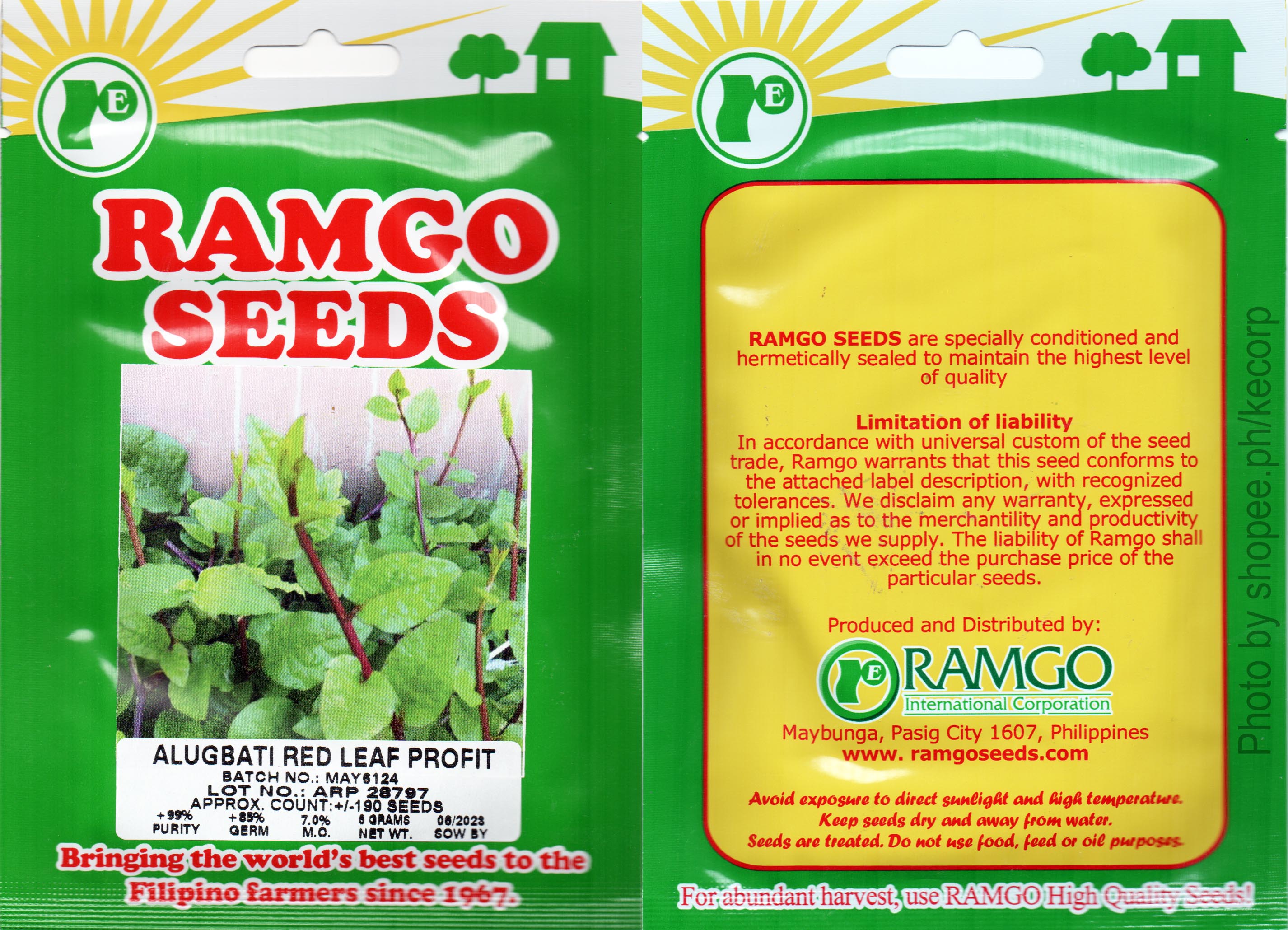 Ramgo RPD Alugbati Red Leaf Seeds 6 grams | Lazada PH