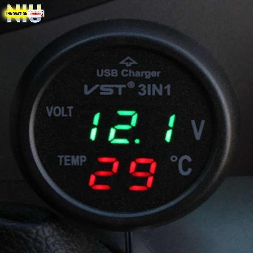 VST VST-706 3-In-1 Car Thermometer / Voltmeter / USB Charger | Lazada PH