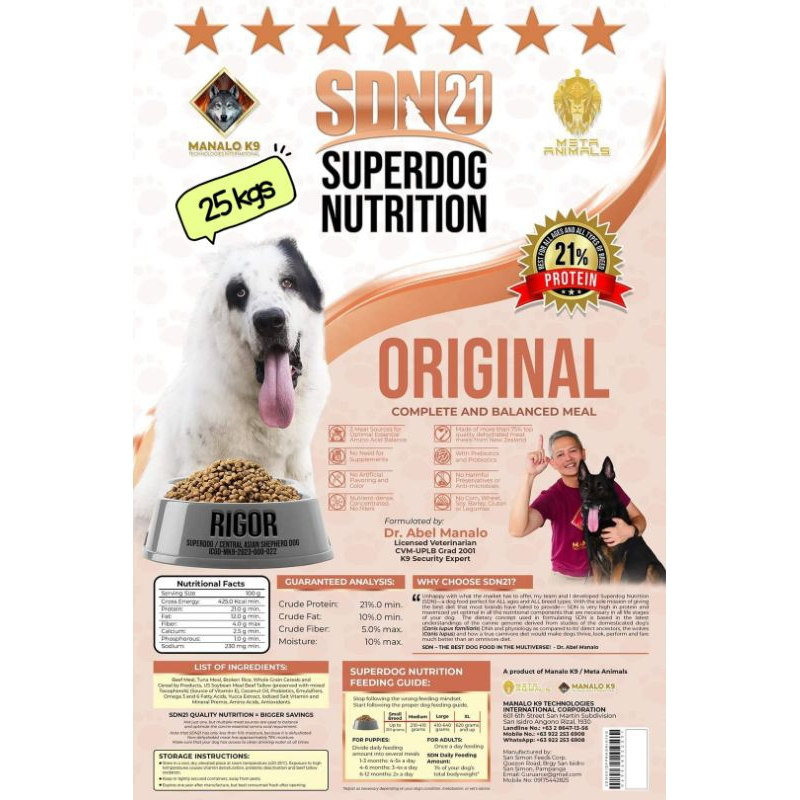 SDN 21 Superdog Nutrition 25KG 15kg 5kg dod food sdn from manalok9 ...