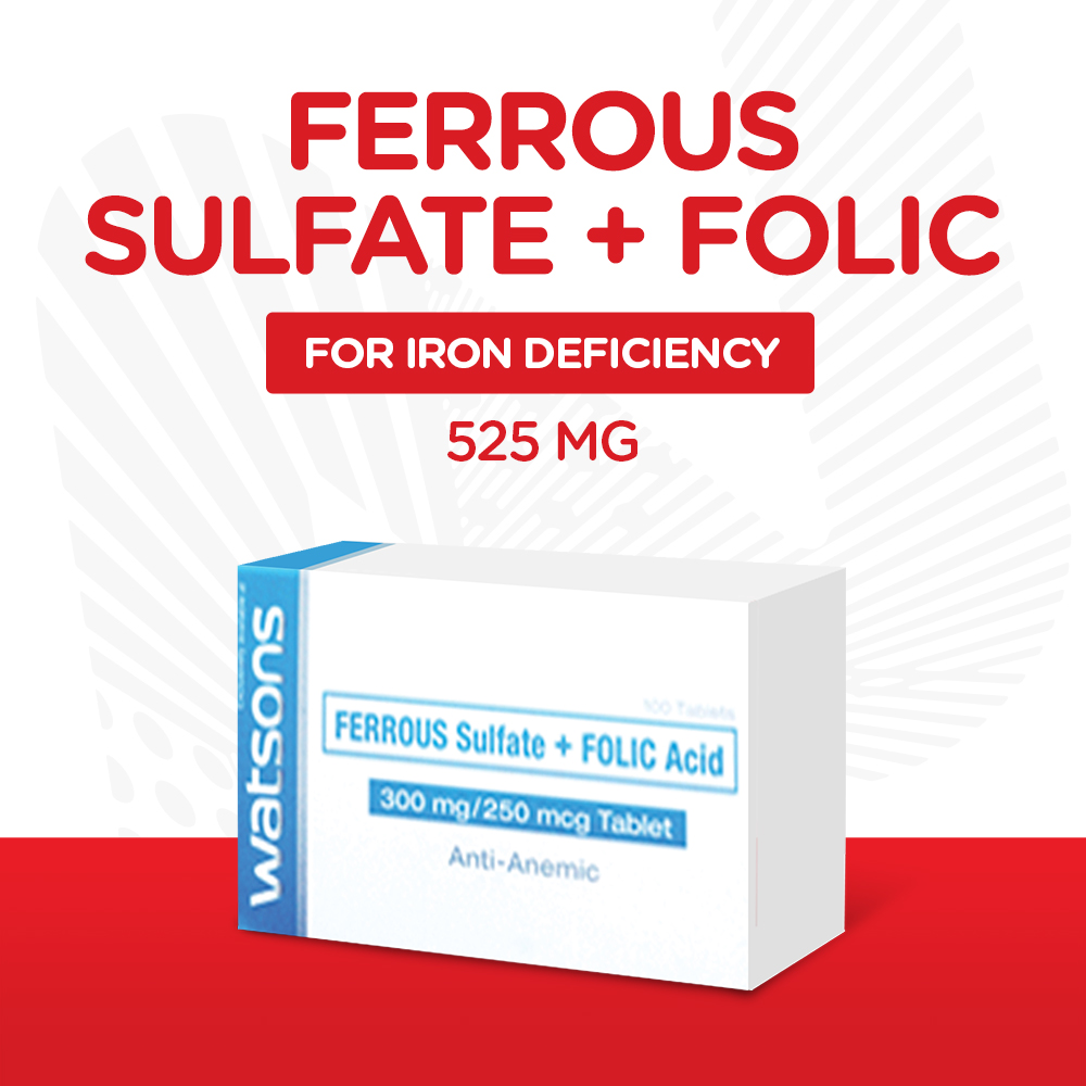 WATSONS Ferrous sulfate + Folic Acid 1 Tablet | Lazada PH