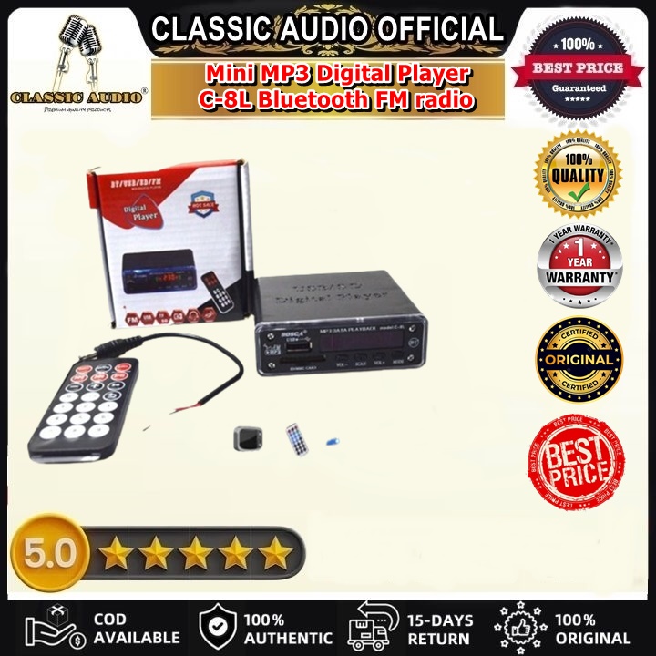 Classic Audio Mini MP3 Digital Player C-8L Bluetooth FM radio USB SD ...