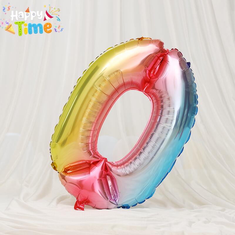 Happy Time 32inch Foil Balloon Gradient Rainbow Color Number Balloons ...