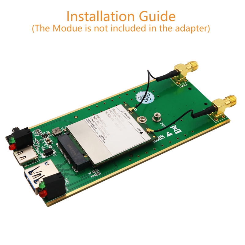 NGFF(M.2) Key B to USB 3.0 Adapter with Card Slot and Additional Power ...