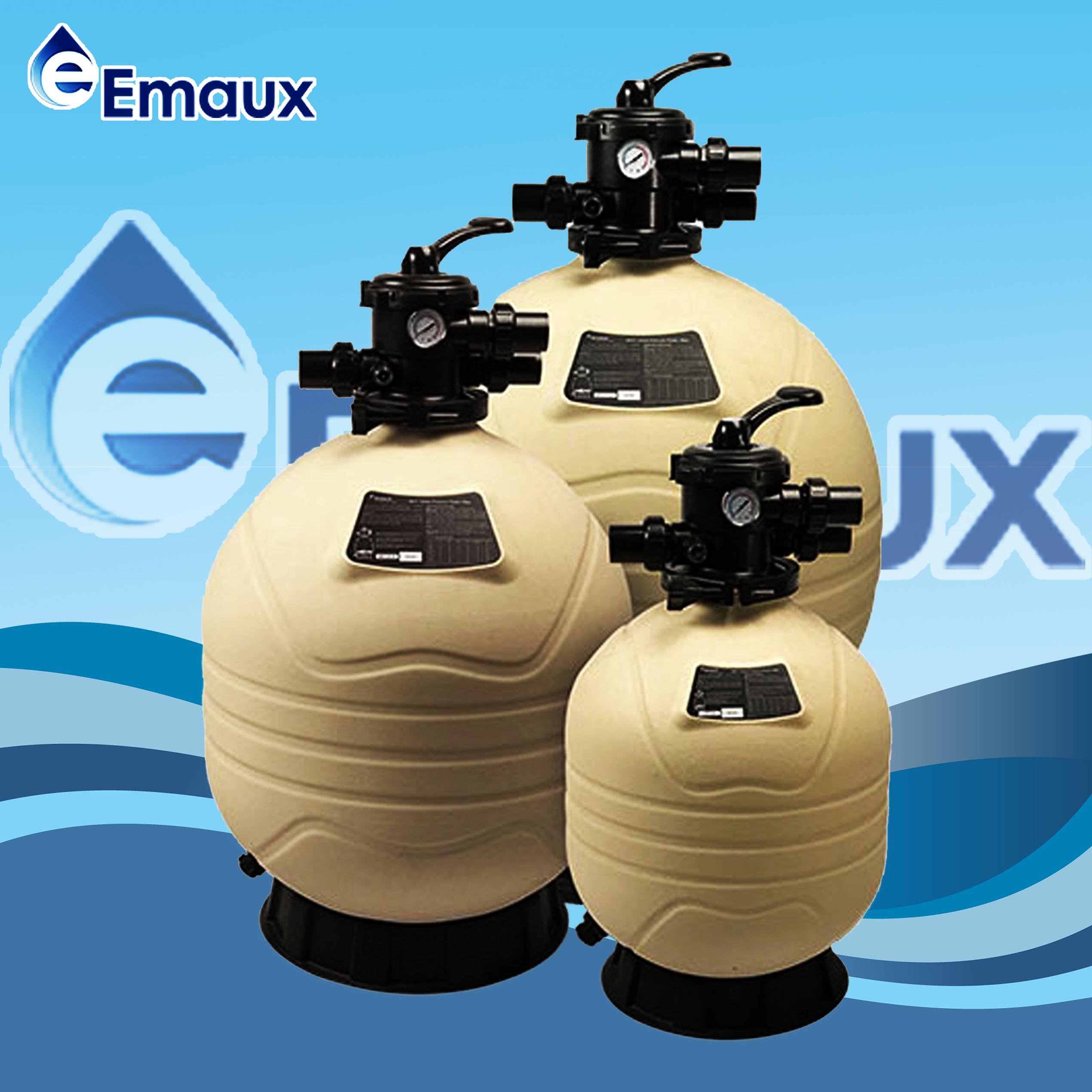 EMAUX 27" Top Mount Plastic Sand Filter (MFV MAX Series), 2.0" Valve ...