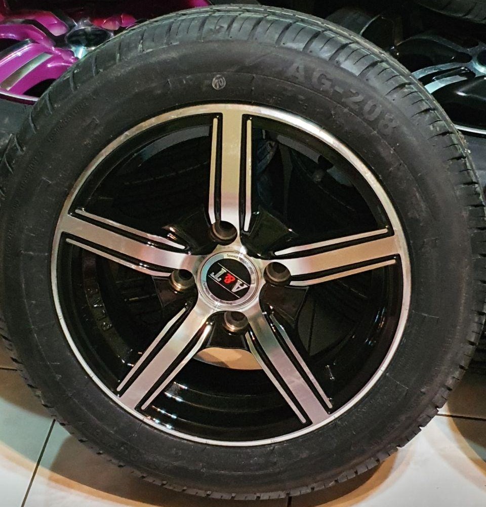 Agate Brand New Tire & K&M Rims | 155/65R13 | White 1 | Set of 4 ...