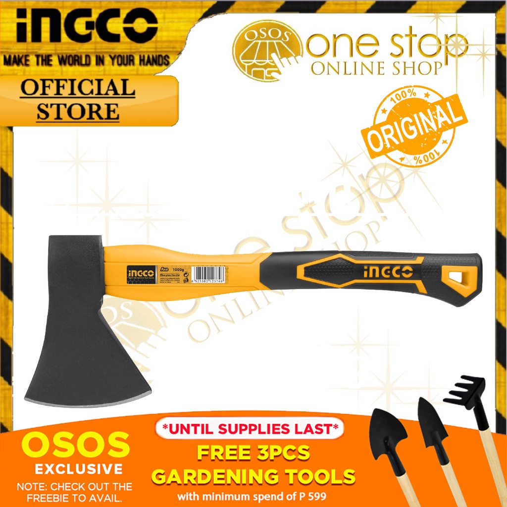 Ingco Original Fiberglass Handle AXE 1000g HAX02010008 •OSOS• | Lazada PH