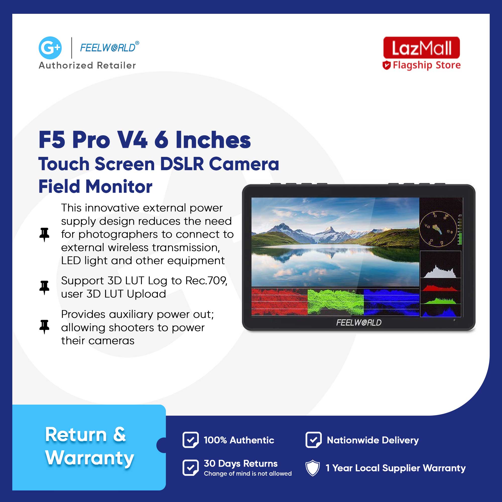 Feelworld F5 Pro V4 6" Inches On-Camera Monitor 4K HDMI IPS Touchscreen ...