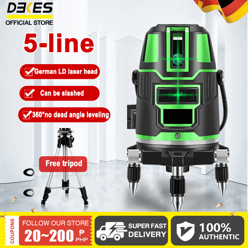 With Tripod 】DEKES 5 12 Line 3D Green Light Level Digital Level Self ...