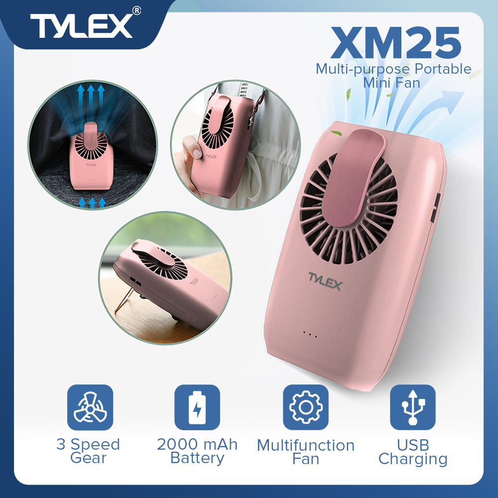 TYLEX XM25 Multi-Purpose Portable Mini Fan Handheld Neck Hanging Wrist ...