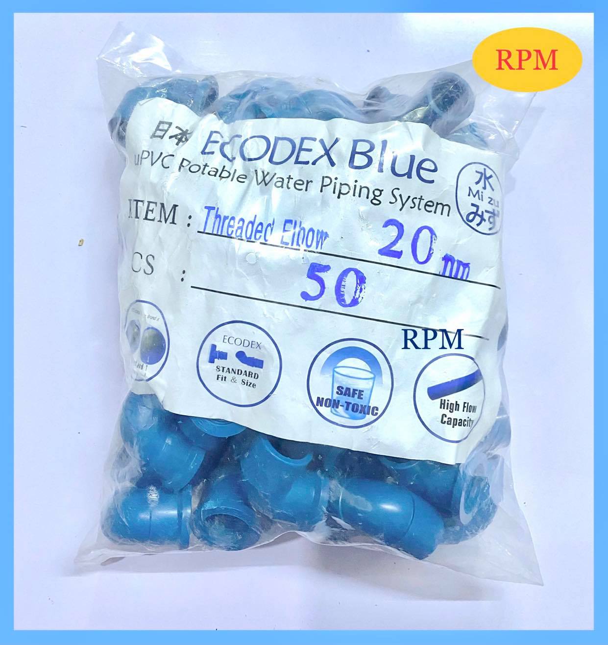 Ecodex PVC Blue Elbow with Thread 1/2" ( 20mm ) ( 50pcs ) | Lazada PH