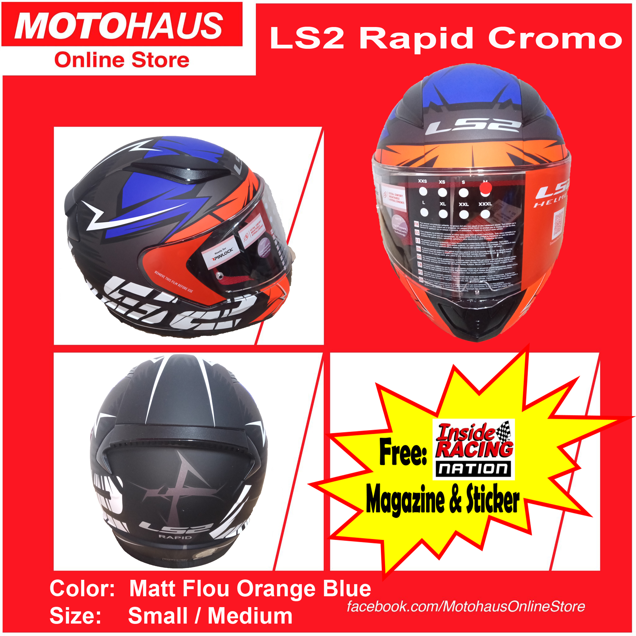 LS2 CROMO FF353 RAPID FULL FACE HELMET | Lazada PH