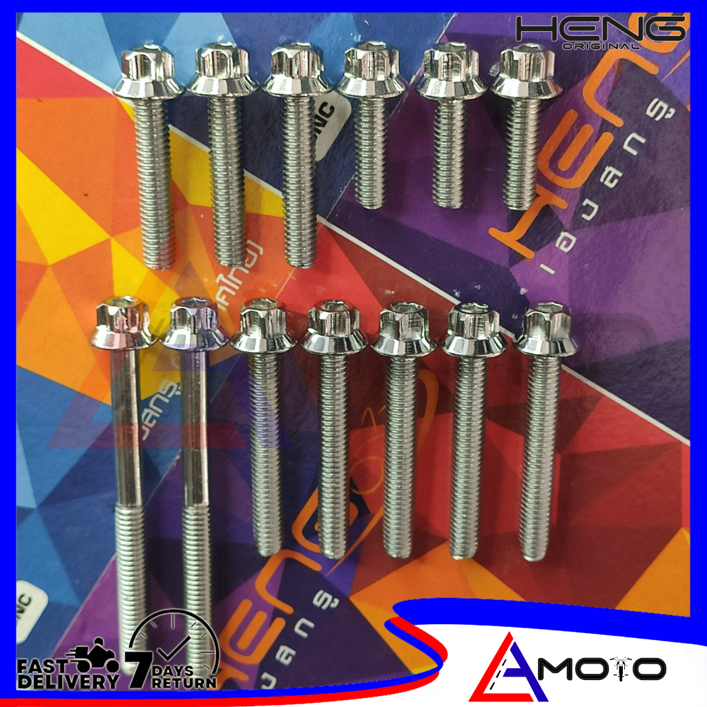 HENG STAINLESS CRANKCASE BOLT SET CNC WAVE / MIO / RAIDER R150 / CLICK ...
