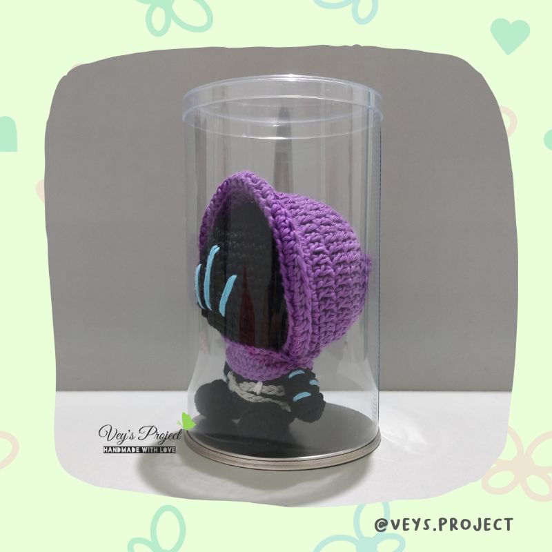 Wood Stand and Mica Plastic Variants Valorant Omen Amigurumi Knit Doll ...