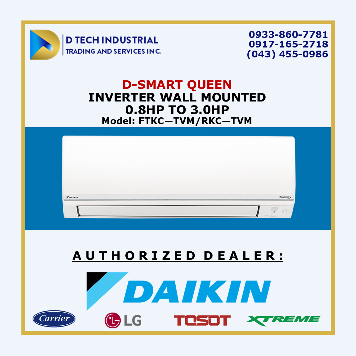 Daikin 2HP D-Smart Queen Inverter Wall Mounted Aircon (FTKC50TVM) | Lazada PH