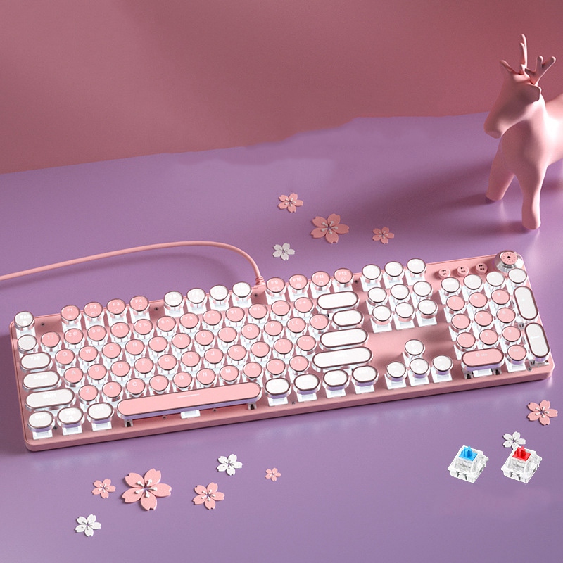 B.O.W Wired Gaming Mechanical Keyboard 104-Key Round Keys 9 Kinds of ...