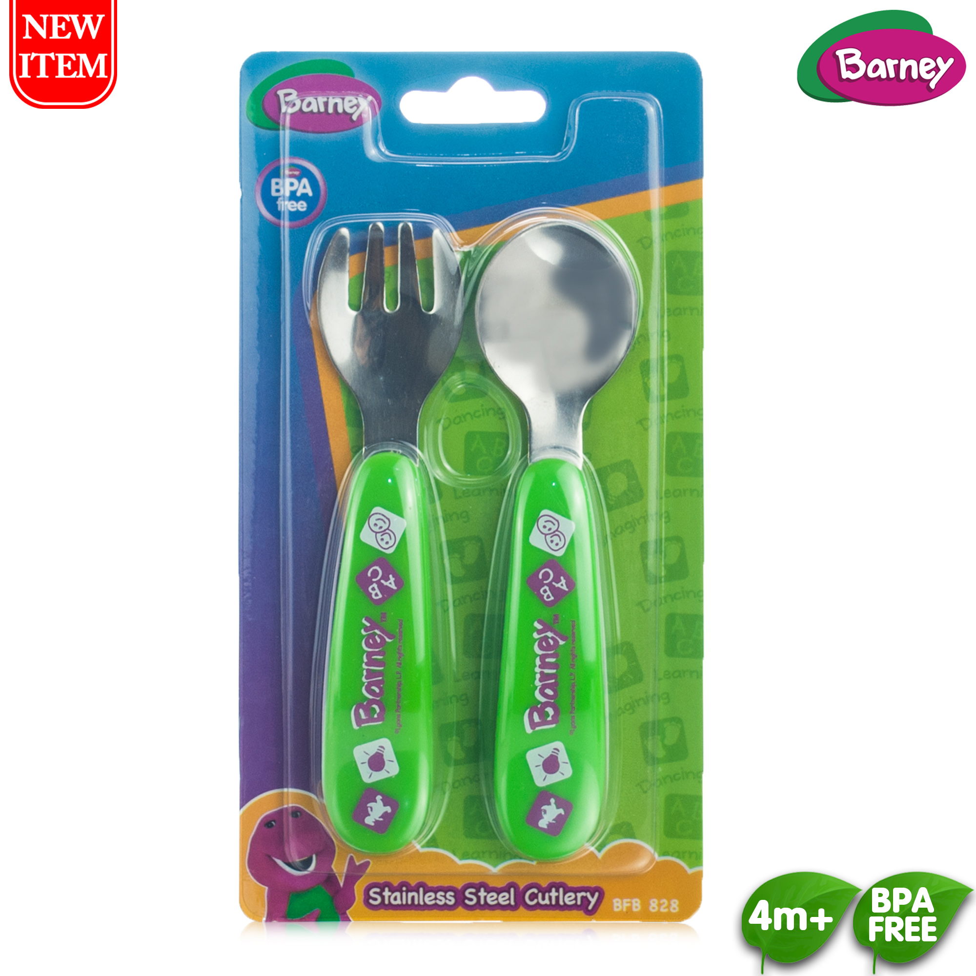 Barney Stainless Steel Easy Grip Curved Spoon and Fork | Lazada PH