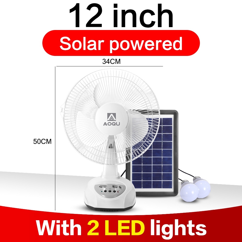 Solar electric fan with panel 16 Inch standard rechargeable portable ...