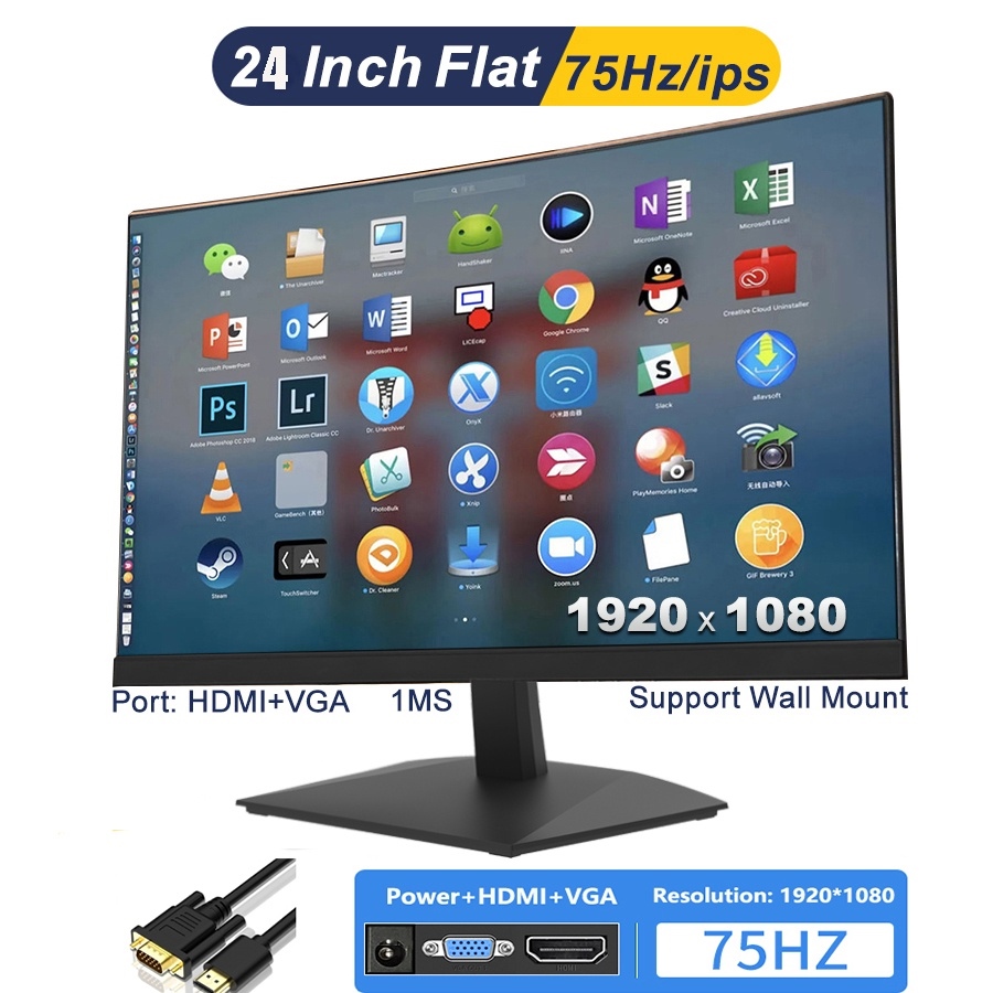Expose Monitor 24 Inch PC Gaming monitor 27 inch curved 75hz IPS White ...
