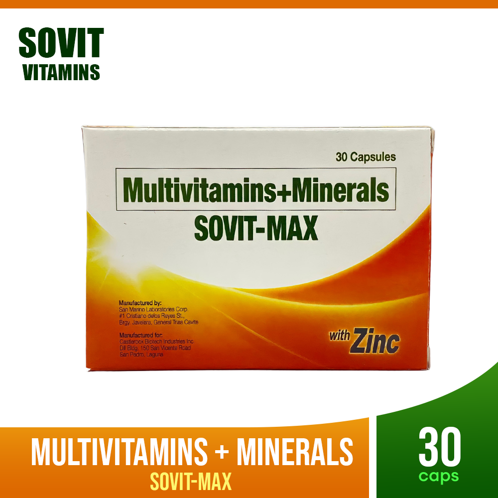 SOVIT-MAX MULTIVITAMINS + MINERALS (30 caps) | Lazada PH