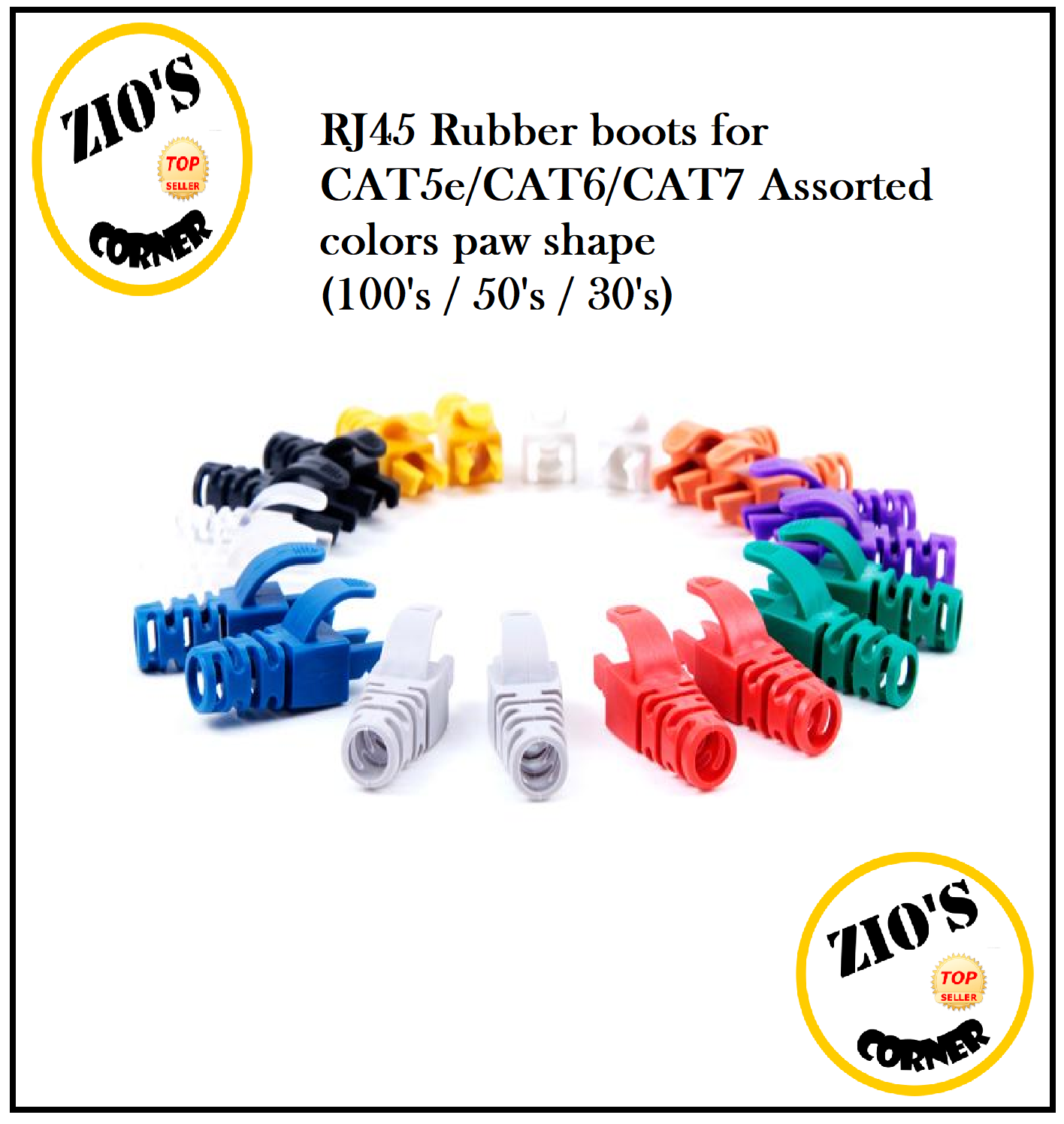RJ45 Rubber boots for CAT5e/CAT6/CAT7 Assorted colors paw shape (100's ...