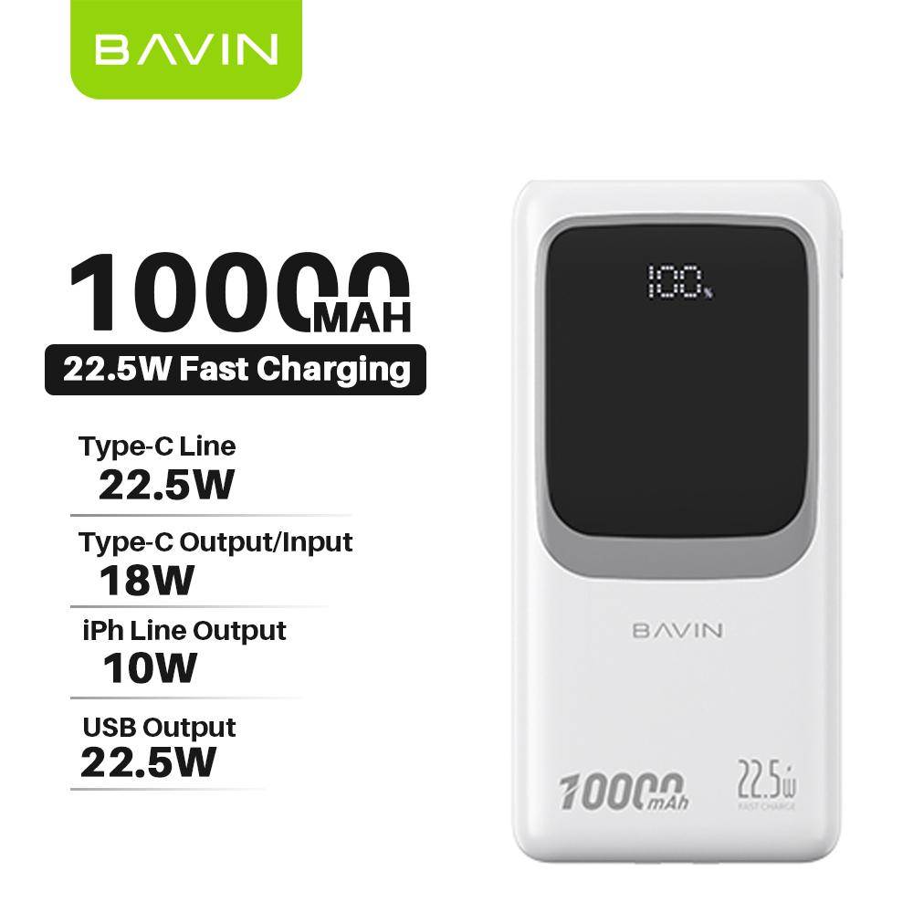 BAVIN PC1029 PC1030 22.5W Super Fast Charging 10000mAh 20000mAh Powerbank 22.5W and 20W USB-C ...