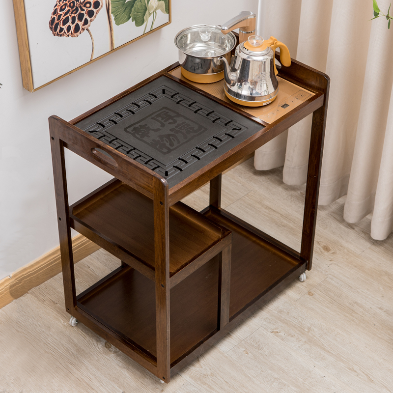 Mobile tea cart household boiling water tea table solid wood small tea ...