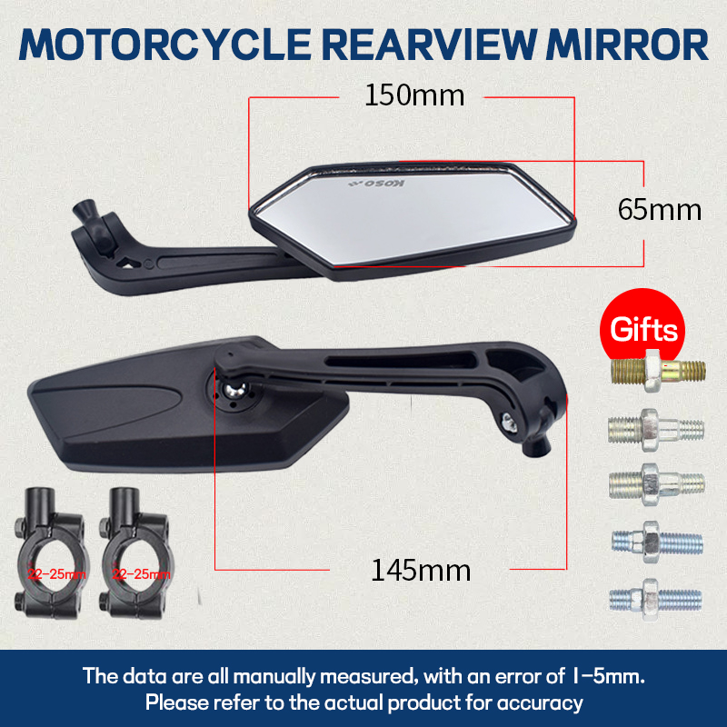 FIIO Motorcycle Side Mirror Adjustable 1 Pair Universal MOTO Rearview ...
