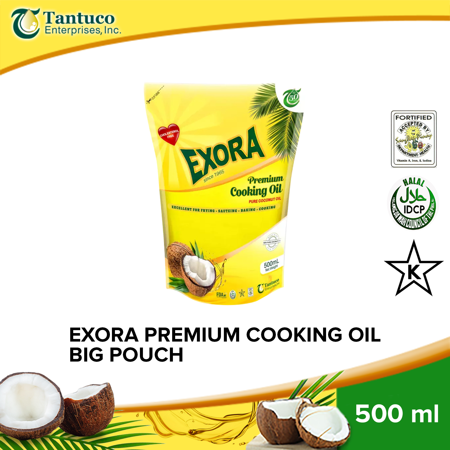 EXORA Premium Cooking Essential Vegetable Oil 500ml Big Pouch 100 ...