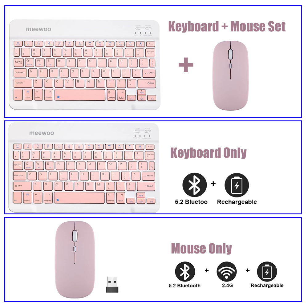 Meewoo Wireless Bluetooth Keyboard And Mouse Set 10inch For Android Phone Tablet Keyboard