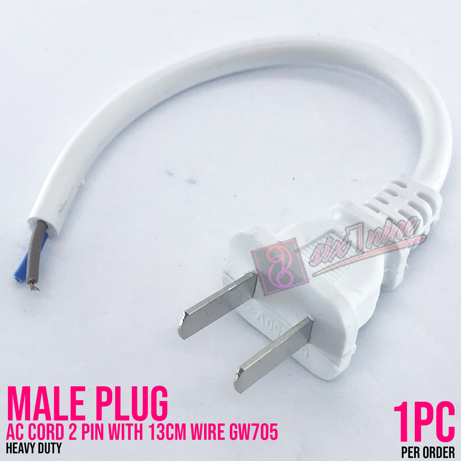 Male Plug AC Cord 2 Pin With 13cm Wire GW705 Heavy Duty | Lazada PH