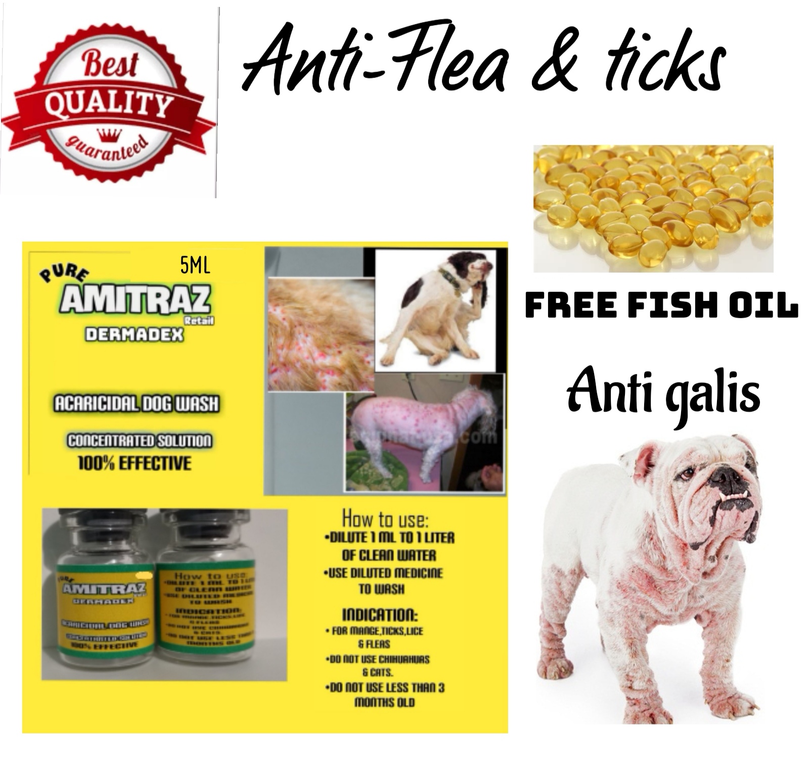 PURE AMITRAZ DERMADEX DOG WASH 5CC/5ML FREE FISH OIL& SYRINGE | Lazada PH