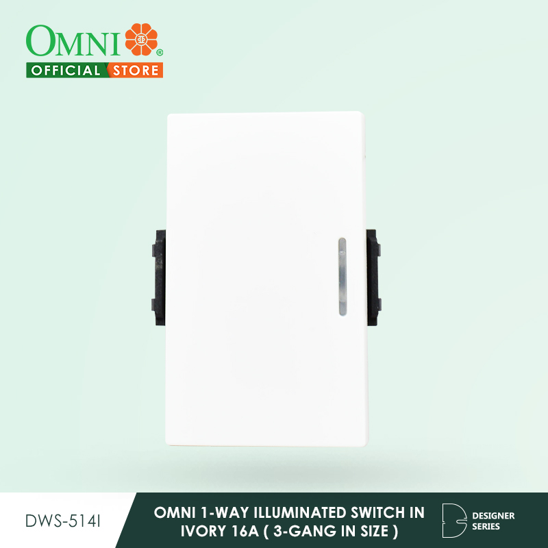 OMNI 1-Way Illuminated Switch in Ivory 16A (3-Gang Size) - DWS-514 ...