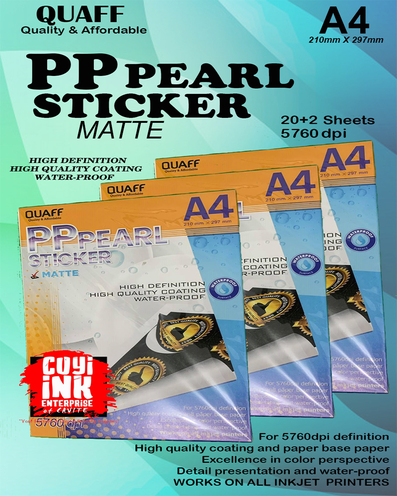 PP PEARL STICKER MATTE A4 (QUAFF) ( 5 packs ) | Lazada PH