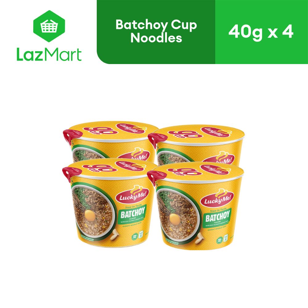 Lucky Me! Go Cup Mini Instant Noodle Soup Lapaz Batchoy 40g - Pack of 4 ...