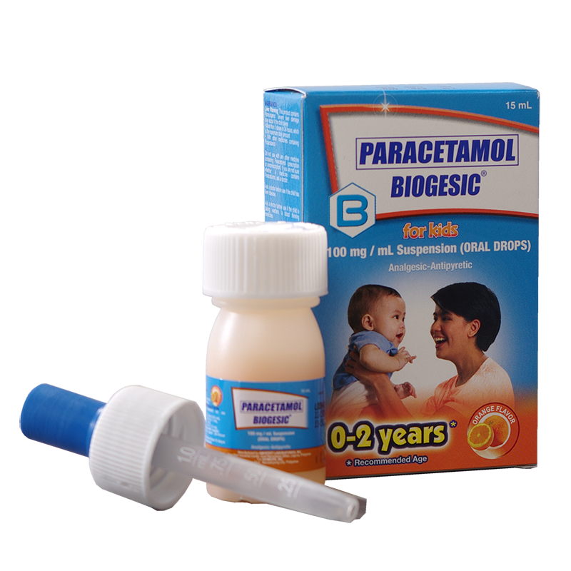 Biogesic For Kids 0 - 2 years old Orange Flavor 100 mg / ml 15 ml Oral ...