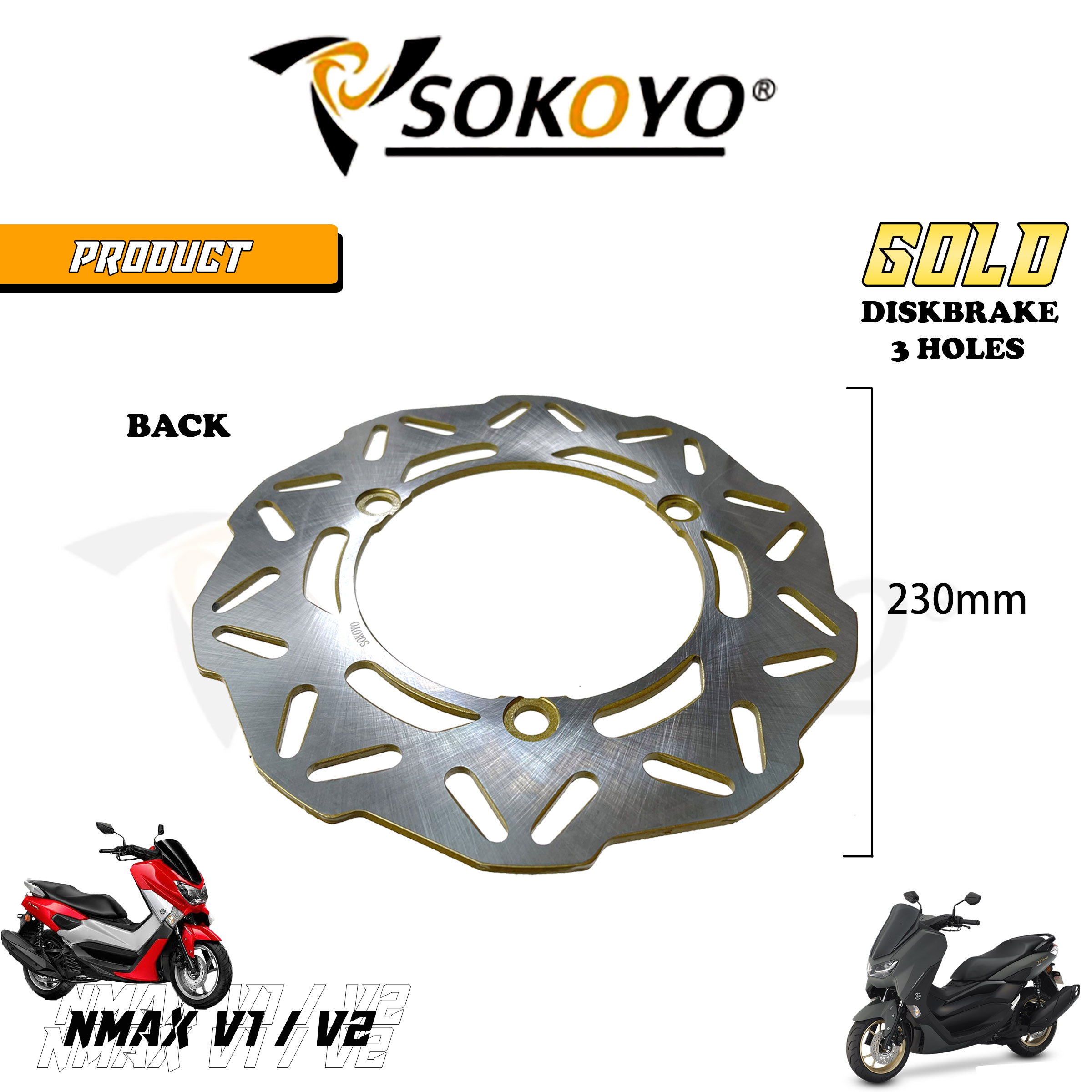 1 pc Yamaha NMAX v1 v2 v2.1 Rear Lighten Disc Brake 230mm 3 Holes 2020 ...