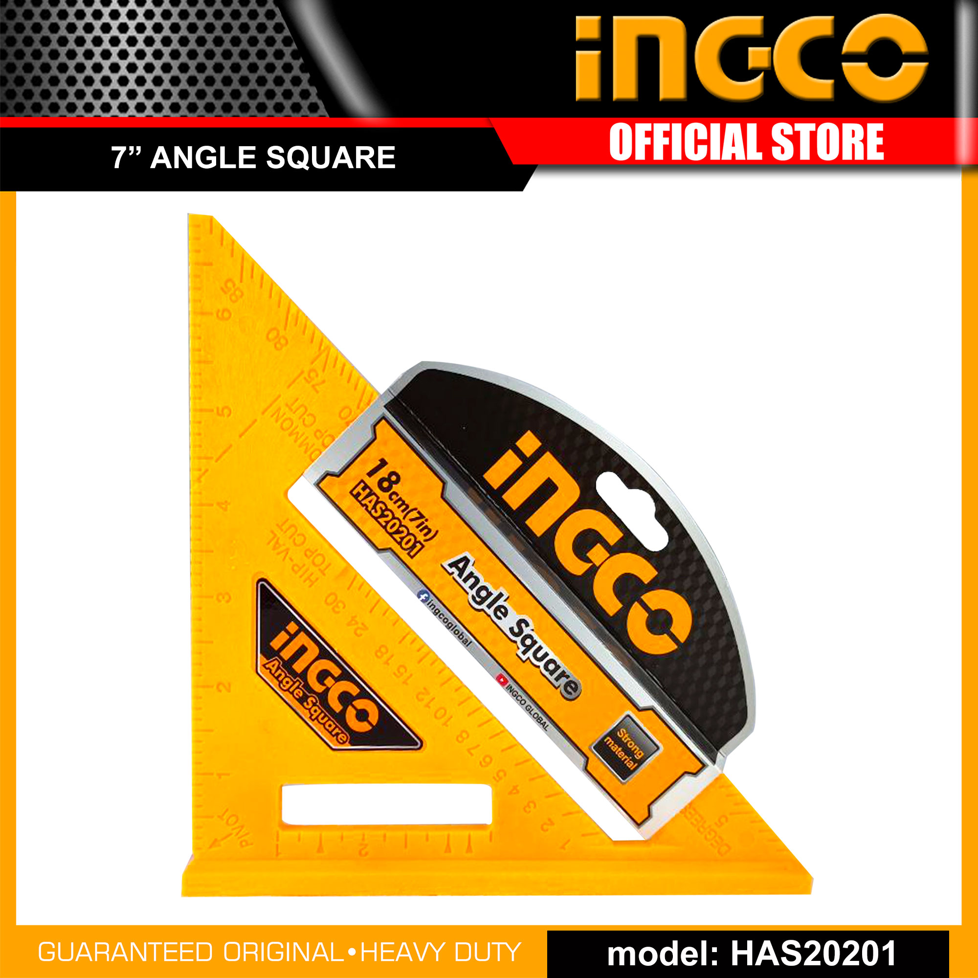 Ingco 7" Angle Square 18cm Hand Tool for Wood Working HAS20201 ...