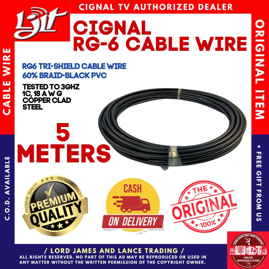 Cignal TV Original RG6 CABLE WIRE (5 METERS) CUTTED OR WHOLE WIRE ...