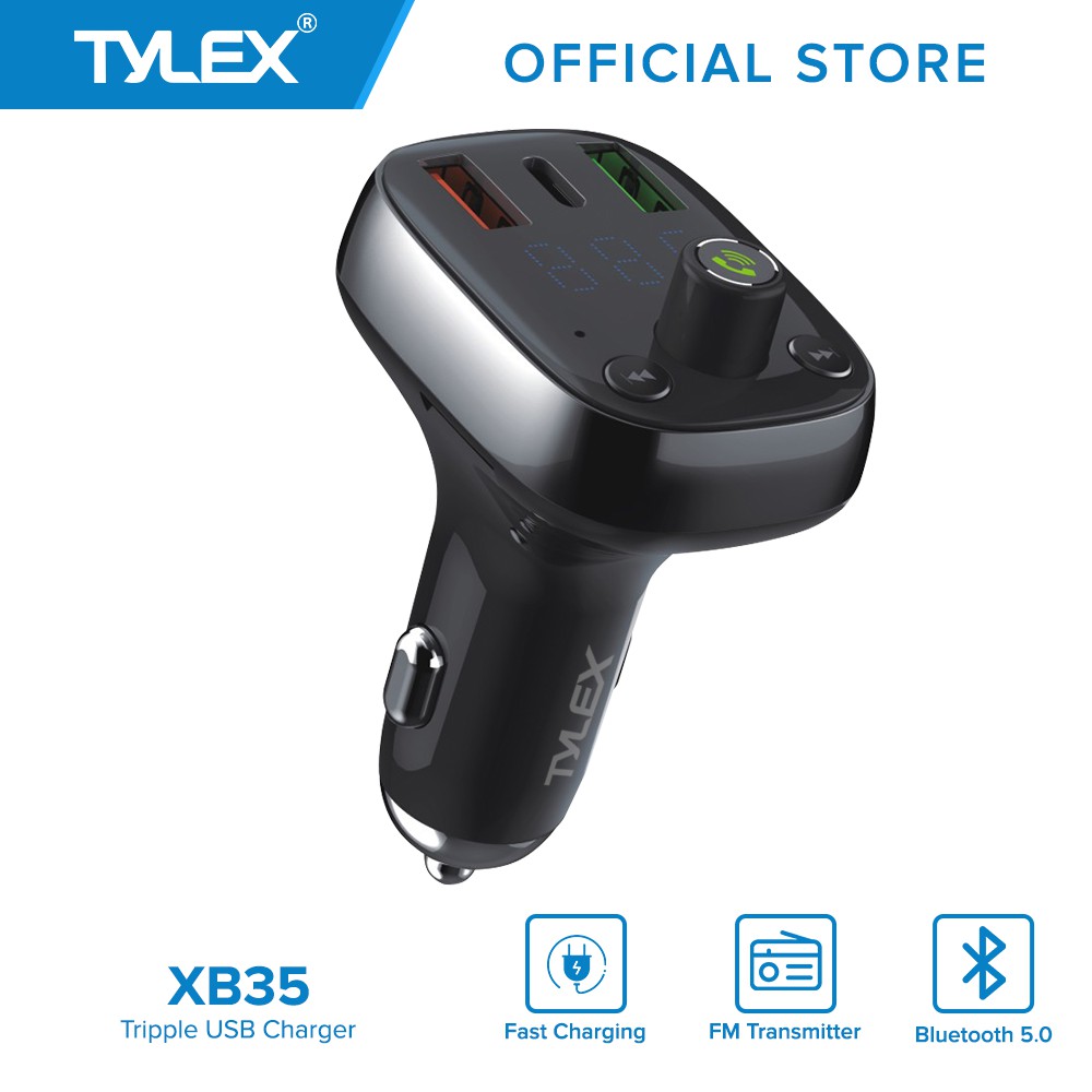 Tylex XB35 Bluetooth FM Transmitter Triple USB Car Charger(USB QC 3.0 ...